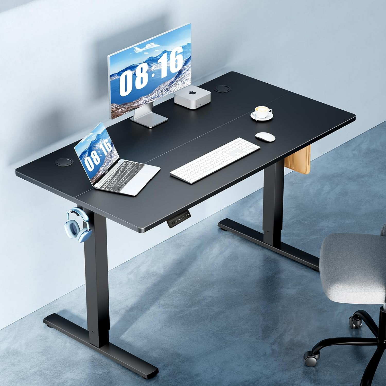 NEWBULIG Standing Computer Desk, Office Table Adjustable Height, Lift ...