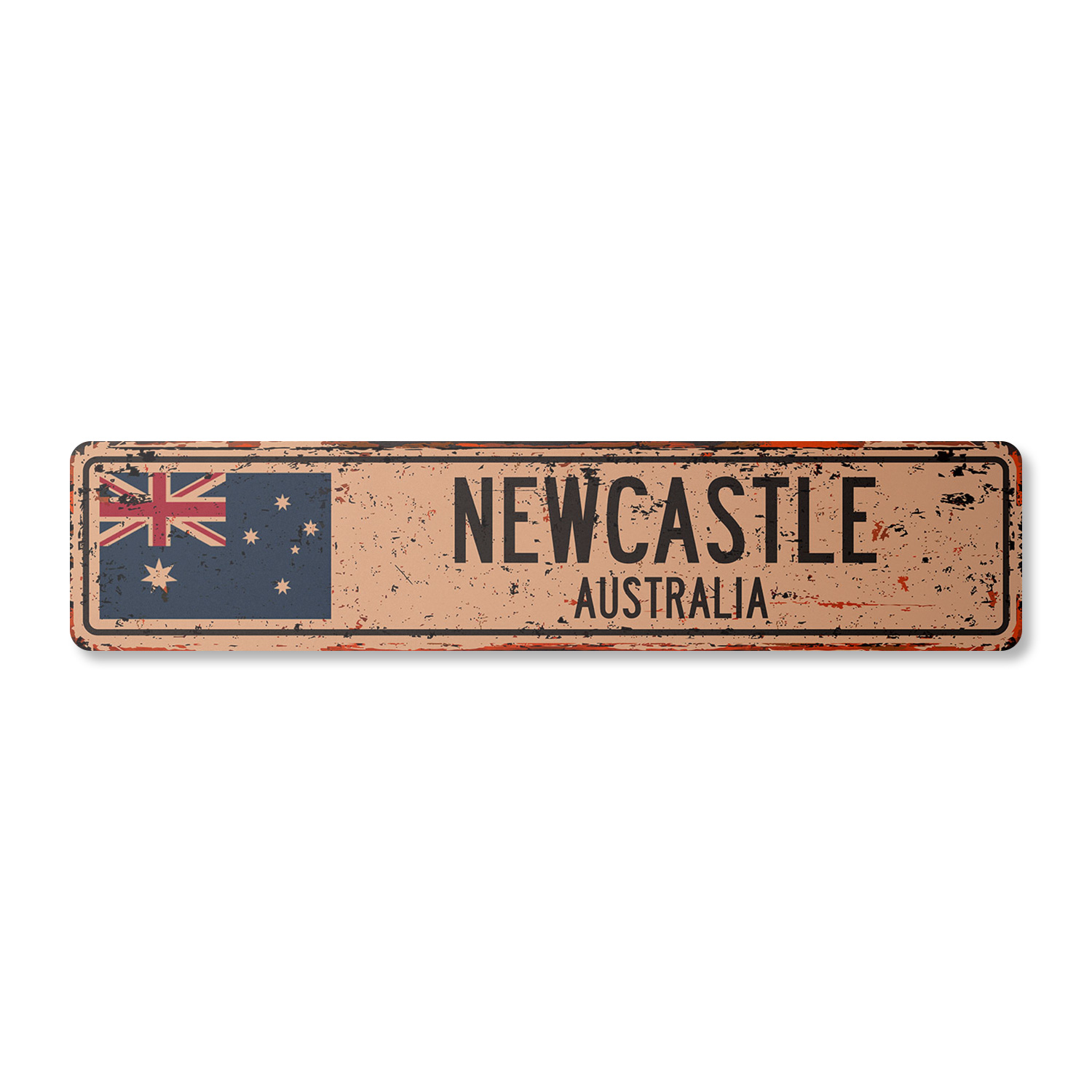 NEWCASTLE AUSTRALIA Vintage Plastic Street Sign Australian flag city ...