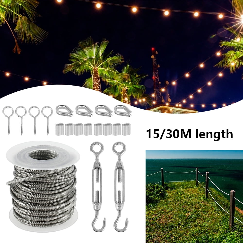 NEWCE 30M Garden Wire Kit Wire Fence Roll Cable Railing Kit PVC Coated 304 Stainless Steel Cable ...