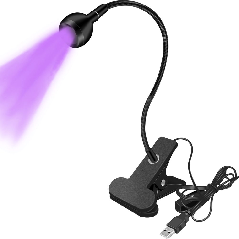 NEWCE 3W LED Ultraviolet Light with 4 Dimmable Brightness Flexible Gooseneck Lamp USB-powered UV ...