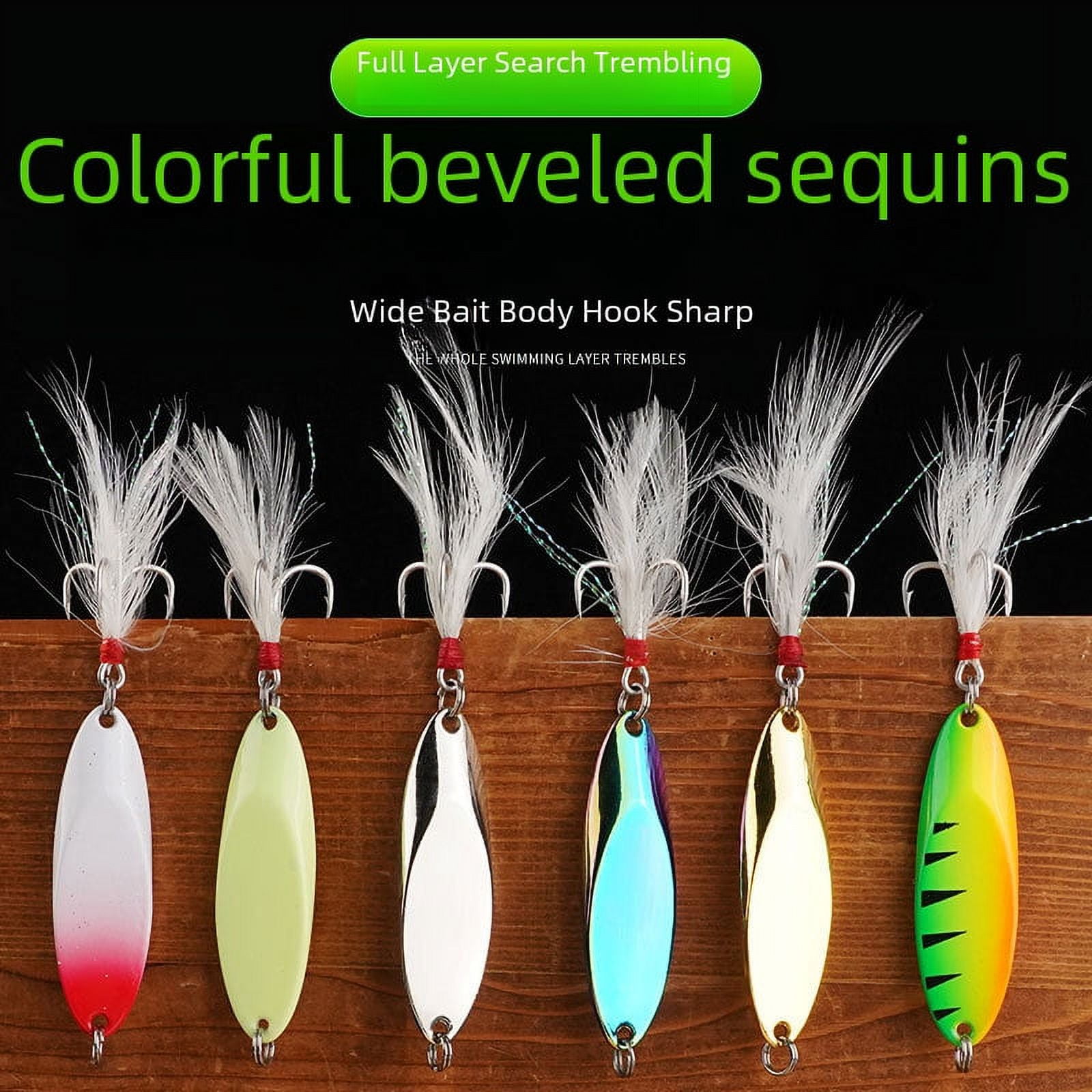 NEWCE Metal Freshwater Luya Bait Spot Feather Three Hook Bionic Fake ...
