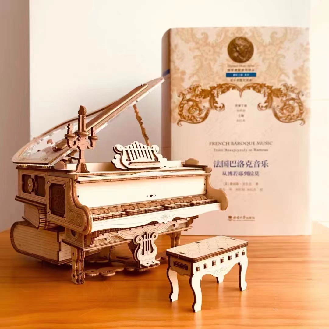 NEWCE wooden DIY assembled toy model Mechanical Music Box Music box ...