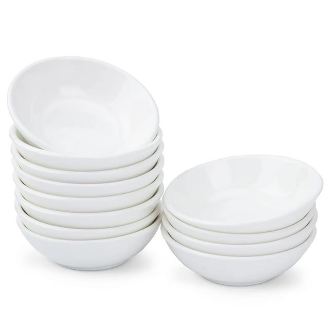 12 Pack Soy Sauce Dish 3inch Ceramic Dipping Bowls Bulk, 1.2 Oz White ...