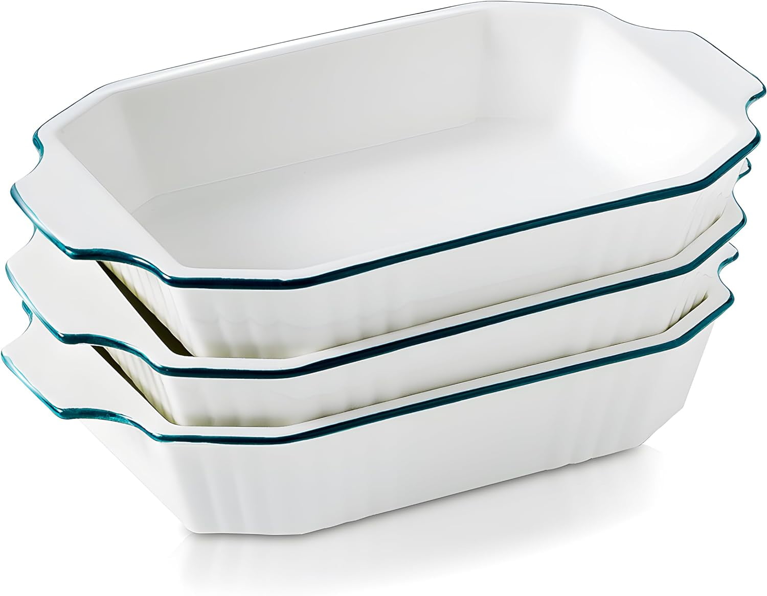 Ceramic Casserole Baking Dish with Handles Set of 3, Rectangular ...