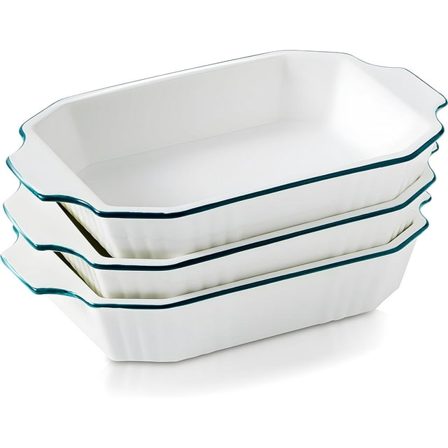 Ceramic Casserole Baking Dish with Handles Set of 3, Rectangular ...