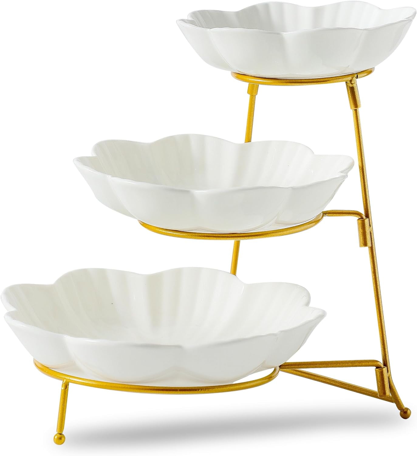 White Porcelain 3 Tiered Serve Set - Porcelain Tray Servers Tiered ...