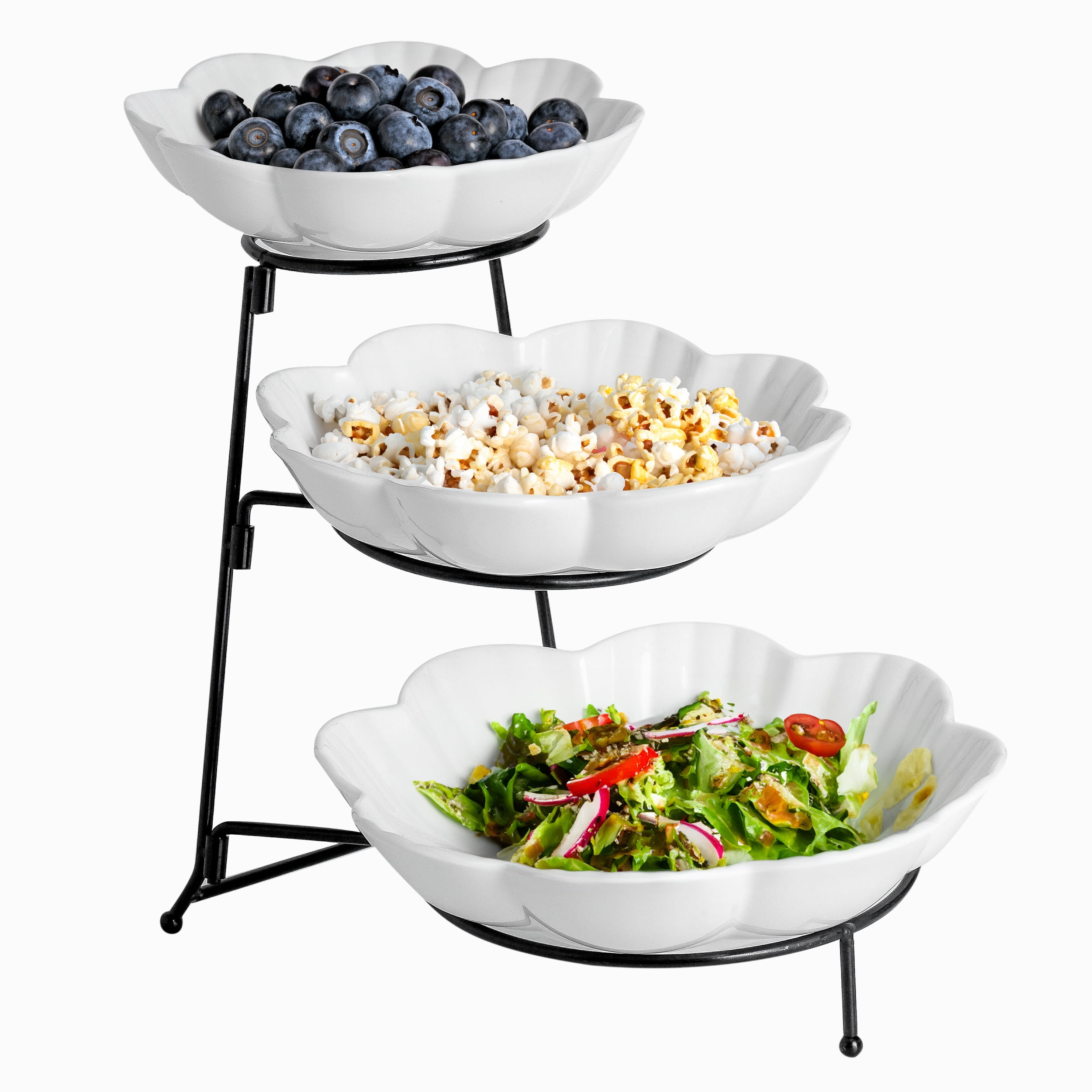 3 Tier Serving Tray Appetizer Platter,3 Tiered Serving Stand with White ...
