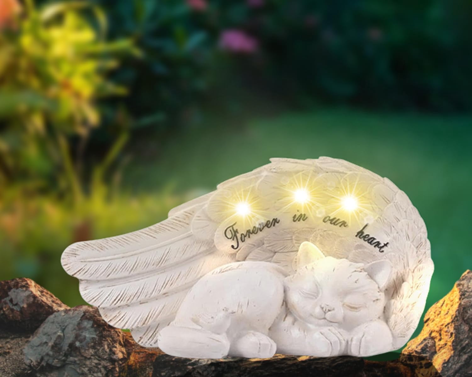 NEWDREAM Solar Cat Pet Memorial Statue,Pet Loss Gifts, The Angel Cat ...