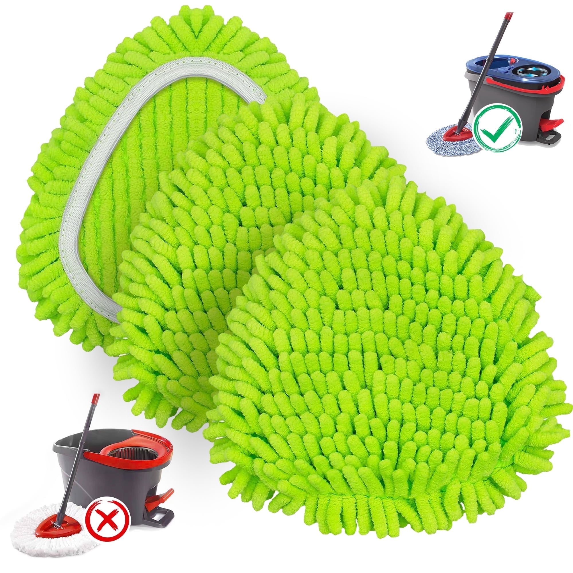 NEWE Spin Mop Heads Replacements 3 Pack Compatible with O-Cedar ...
