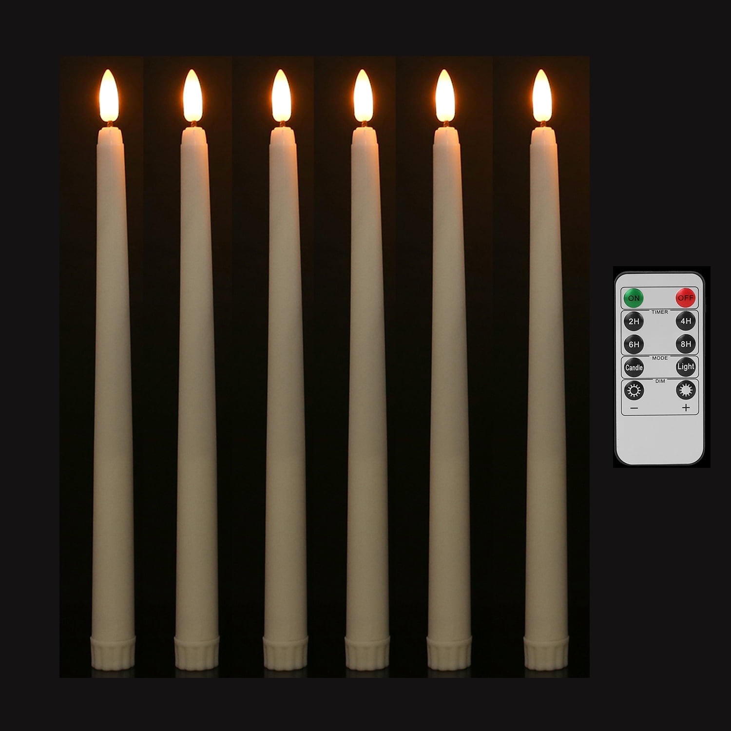 Debonair Flameless Taper Candles Flickering with Remote Timer, Battery ...