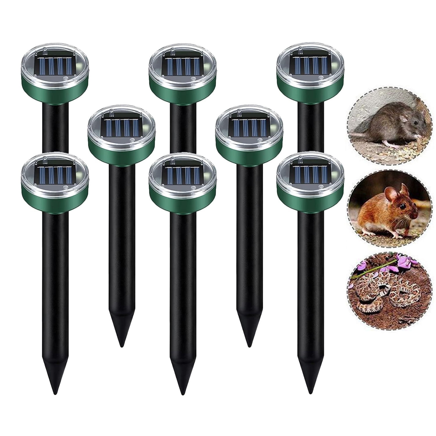 NEWEEN 8pcs Mole Repellent Solar Powered Gopher Repellent Ultrasonic ...
