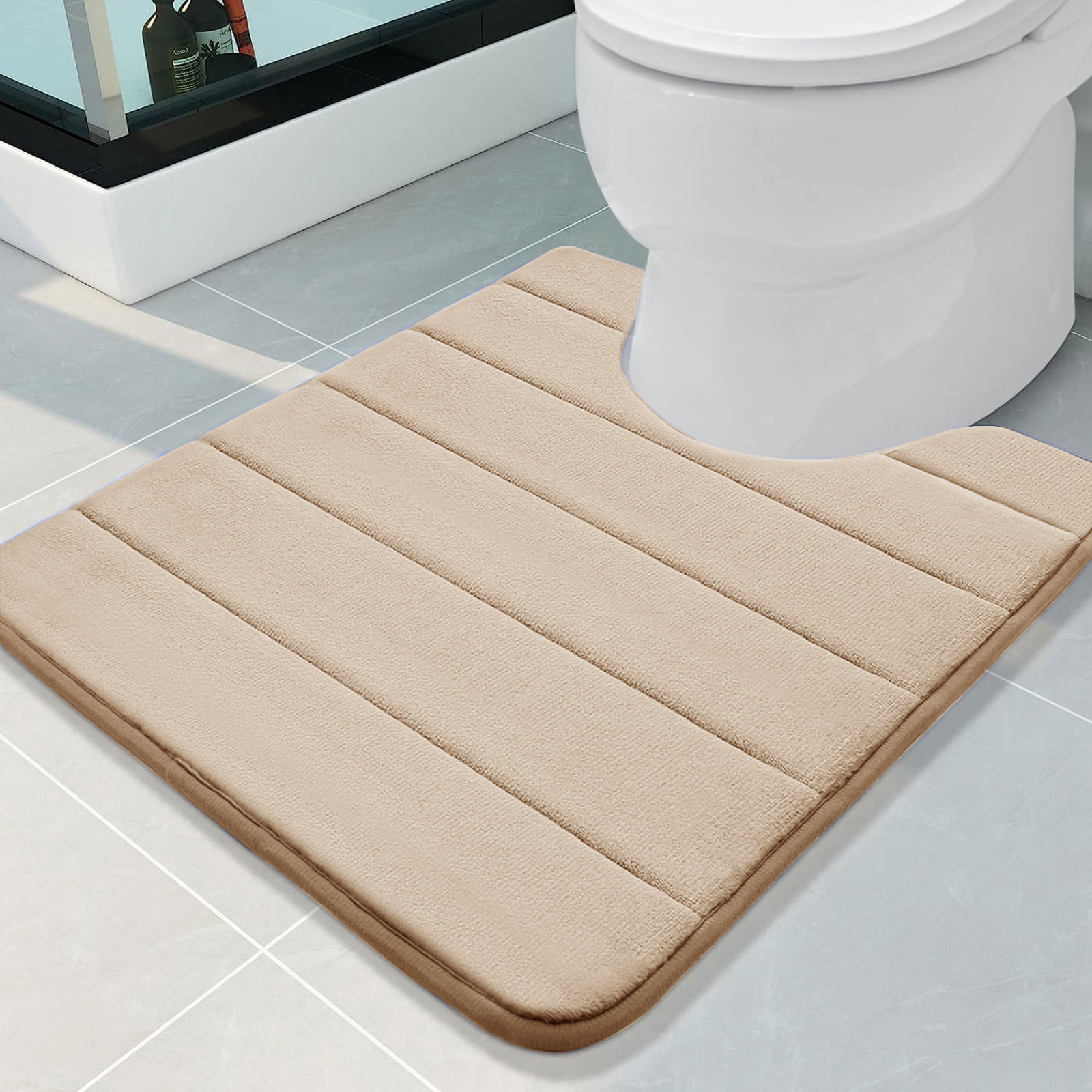 NEWEEN Bath Mats for Bathroom Non Slip - Memory Foam U-Shaped Bath Rug ...