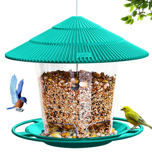 NEWEEN Bird Feeder for Outdoor Hanging, 2.2 lbs Capacity Latch Feature ...