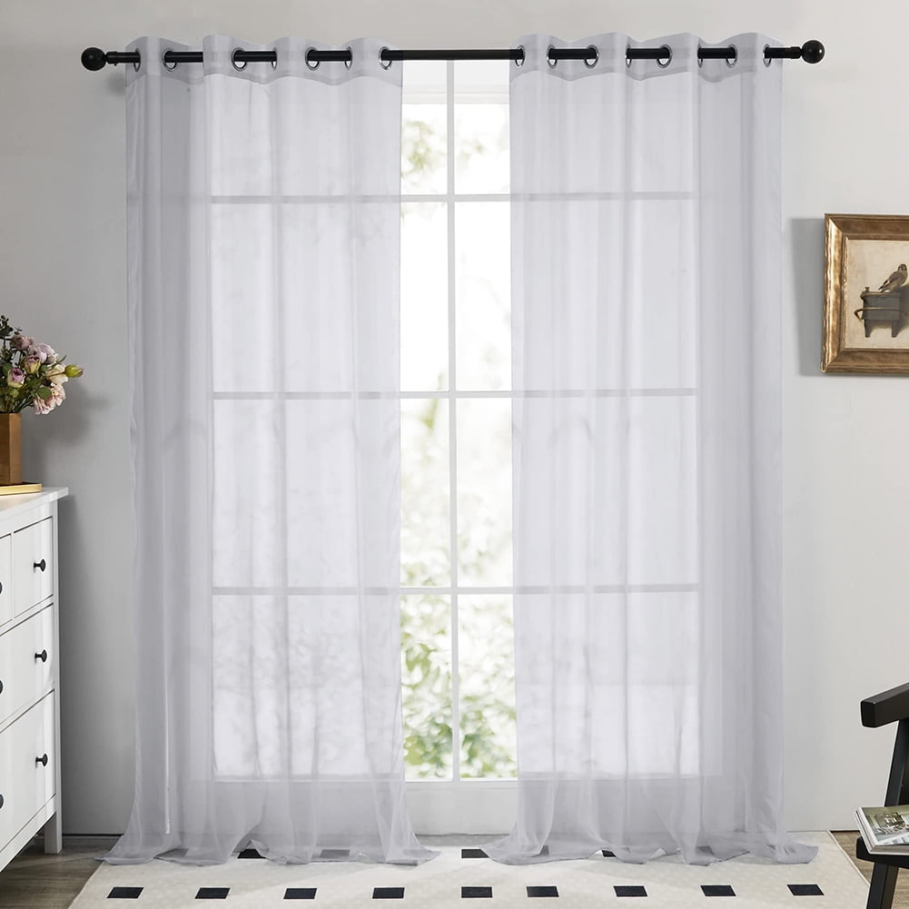 NEWEEN Grommet Sheer Curtain Panel White 1PC, 55" x 95" - Walmart.com