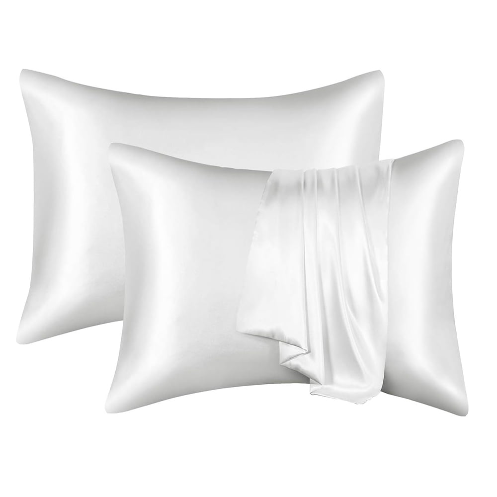 Debonair Satin Pillow Case 2 Pack Satin Queen Silk Pillowcase For Hair And Skin 20x30 White