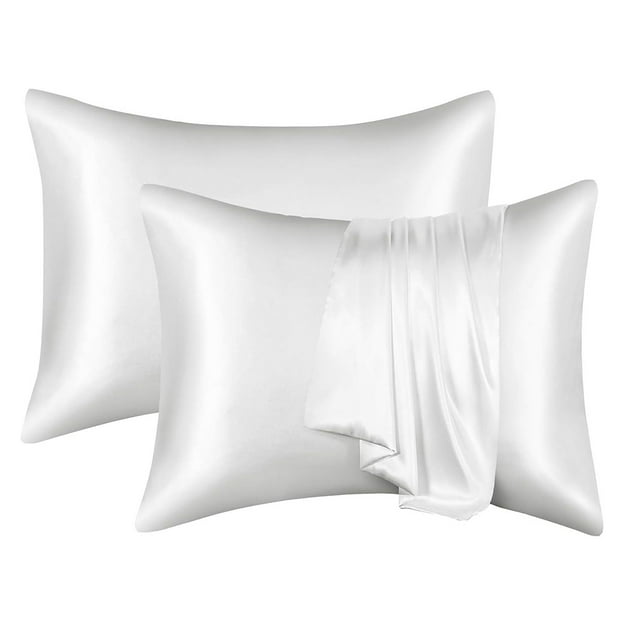 Debonair Satin Pillow Case, 2 Pack Satin Queen Silk Pillowcase for Hair ...