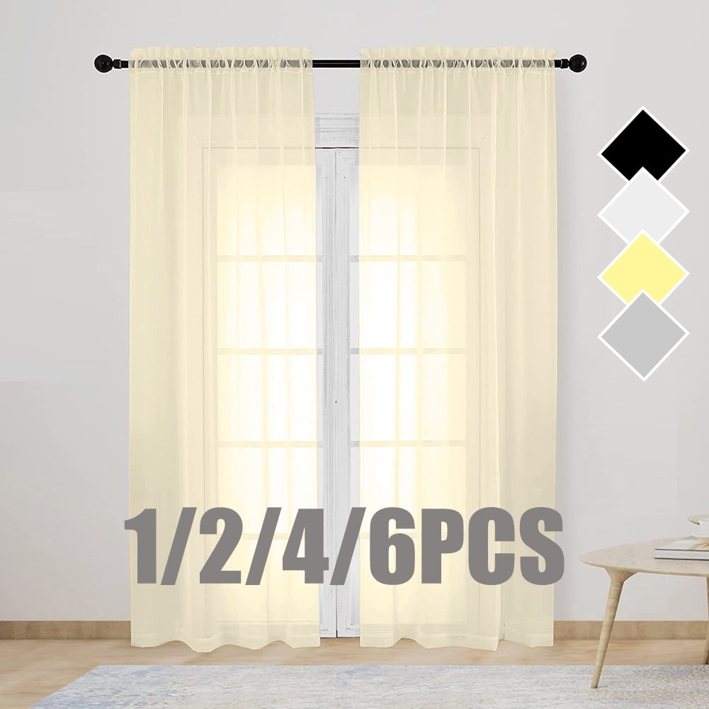 NEWEEN Sheer Curtain Panels Bedroom 1/2/4/6PCS - Home Decoration Basic ...