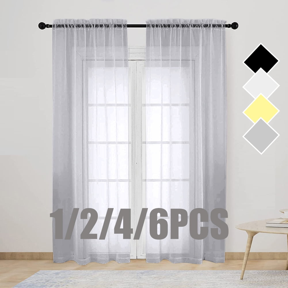NEWEEN Sheer Curtain Panels Bedroom 1/2/4/6PCS - Home Decoration Basic ...
