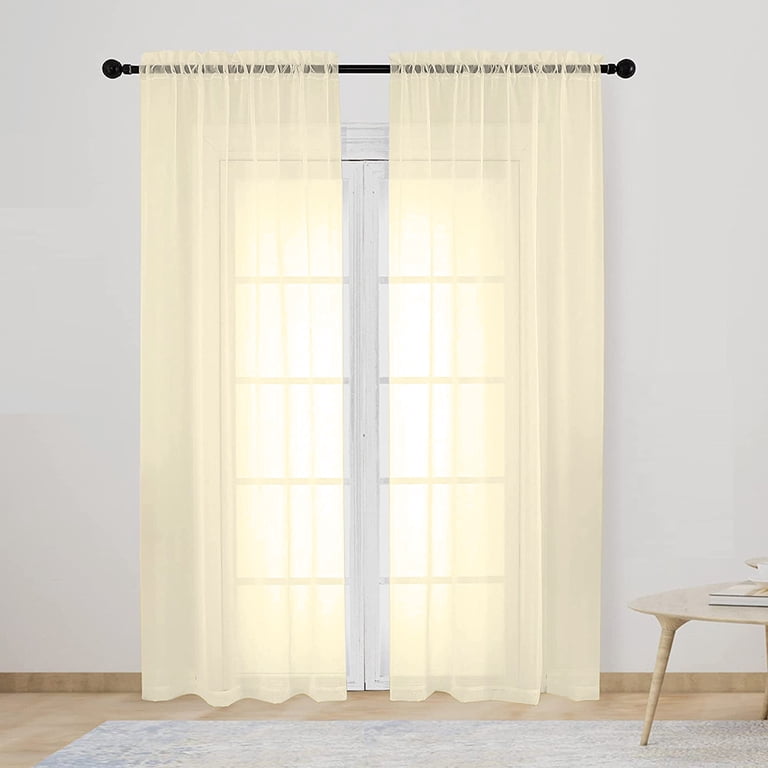 95 Inch Sheer Curtain Panels 1pc Solid Lightweight Sheer Curtains