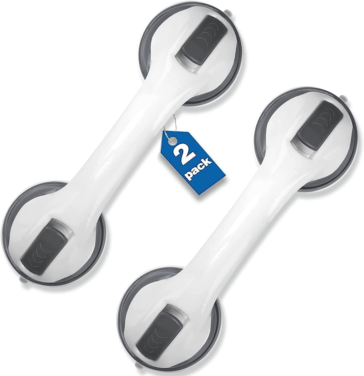 NEWEEN 2-Pack Shower Handle Grab Bars, 12 inch with Suction Cup Grip ...