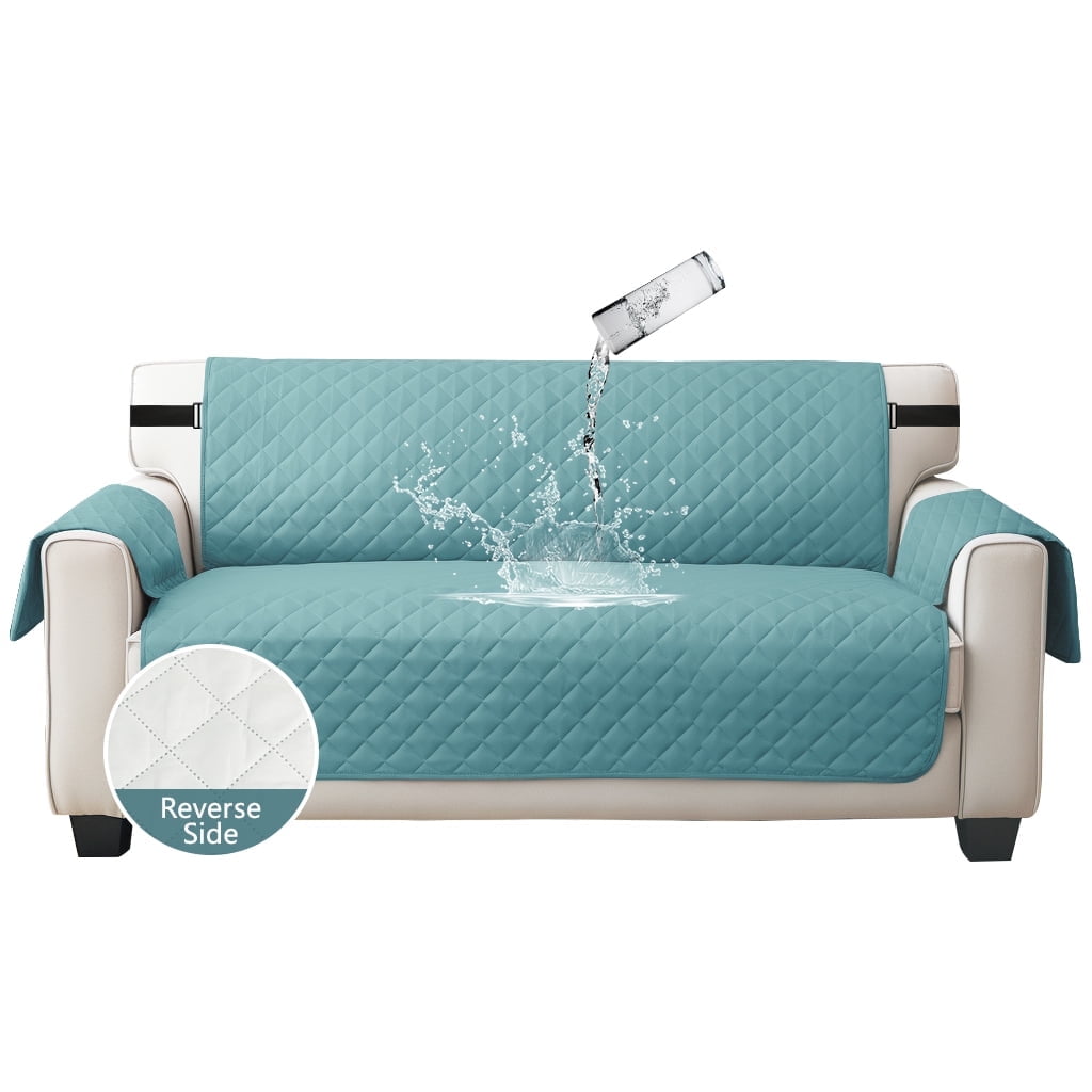 NEWEEN Waterproof Polyester Couch Cover, Blue, Quilted Sofa Slipcover ...