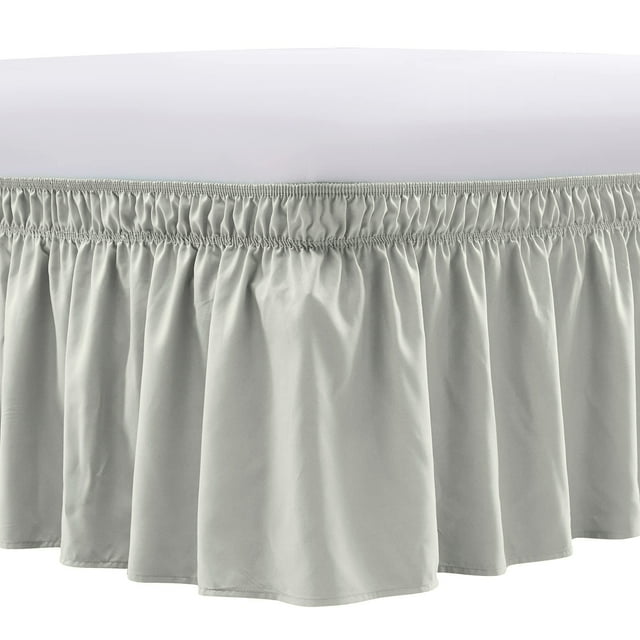 NEWEEN Elastic Dust Ruffles for King & Queen Beds, 15-Inch Drop, Silver ...