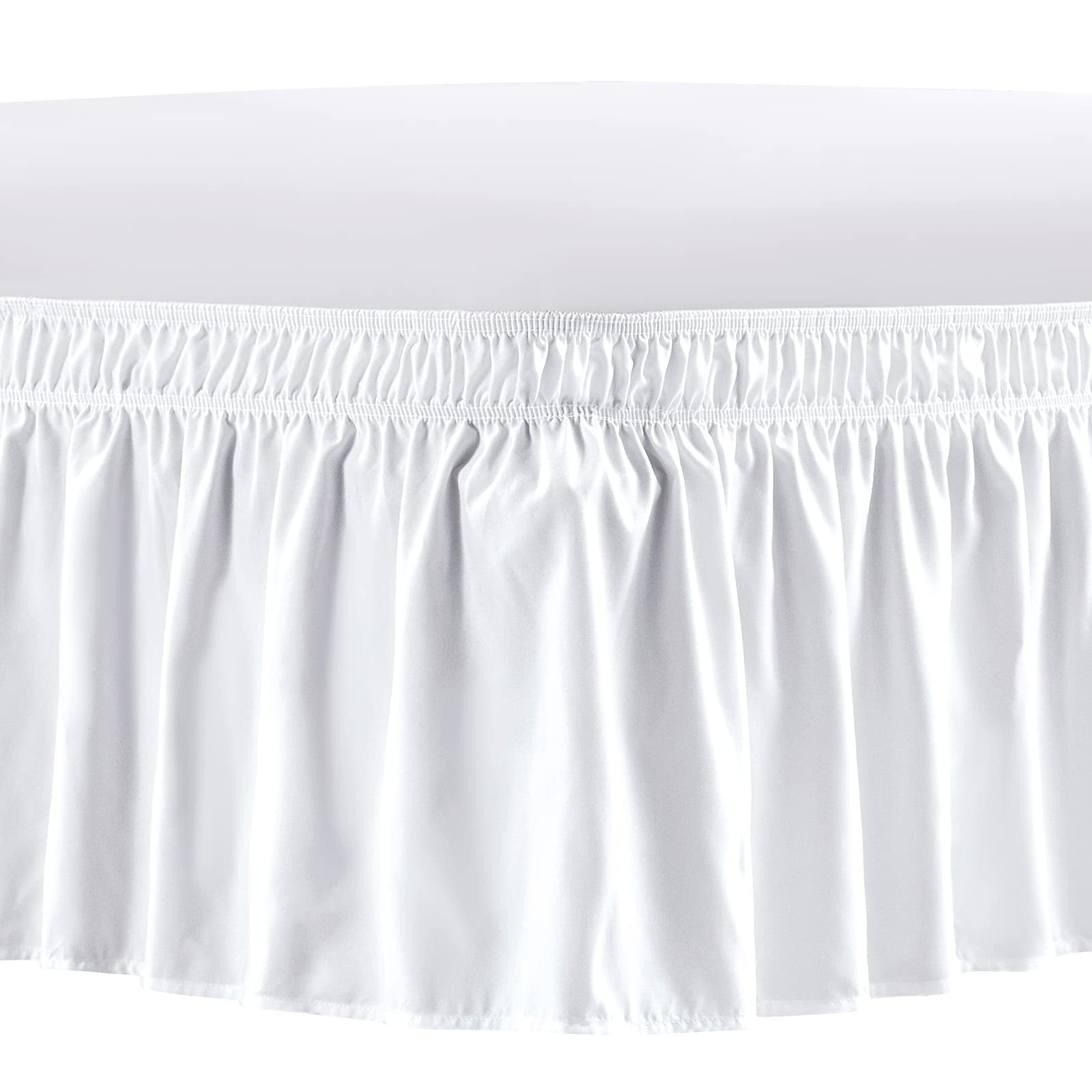 NEWEEN Elastic Bed Skirts, 15 Inches Drop, White Dust Ruffles, Wrinkle ...