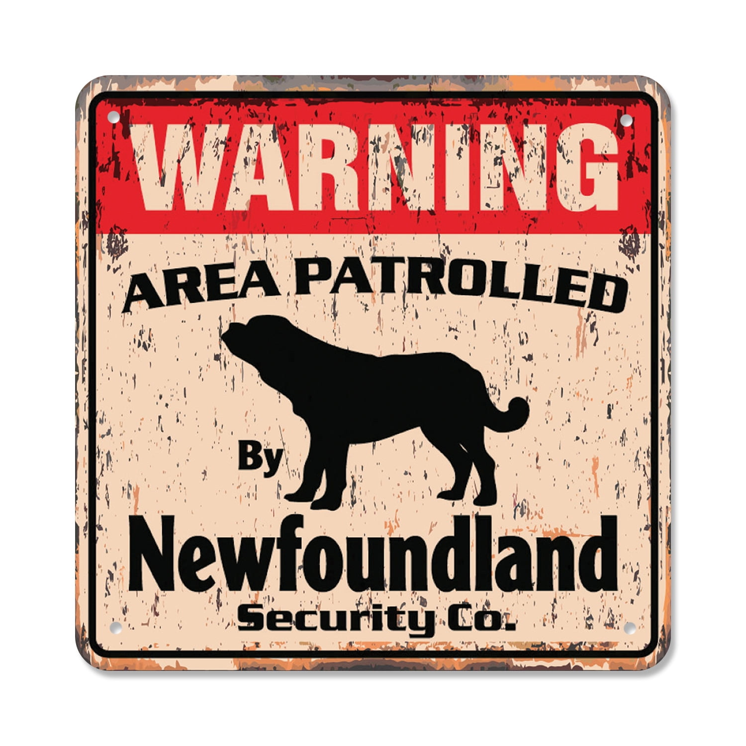 NEWFOUNDLAND Vintage Security Sign Area Patrolled pet kid child boy ...