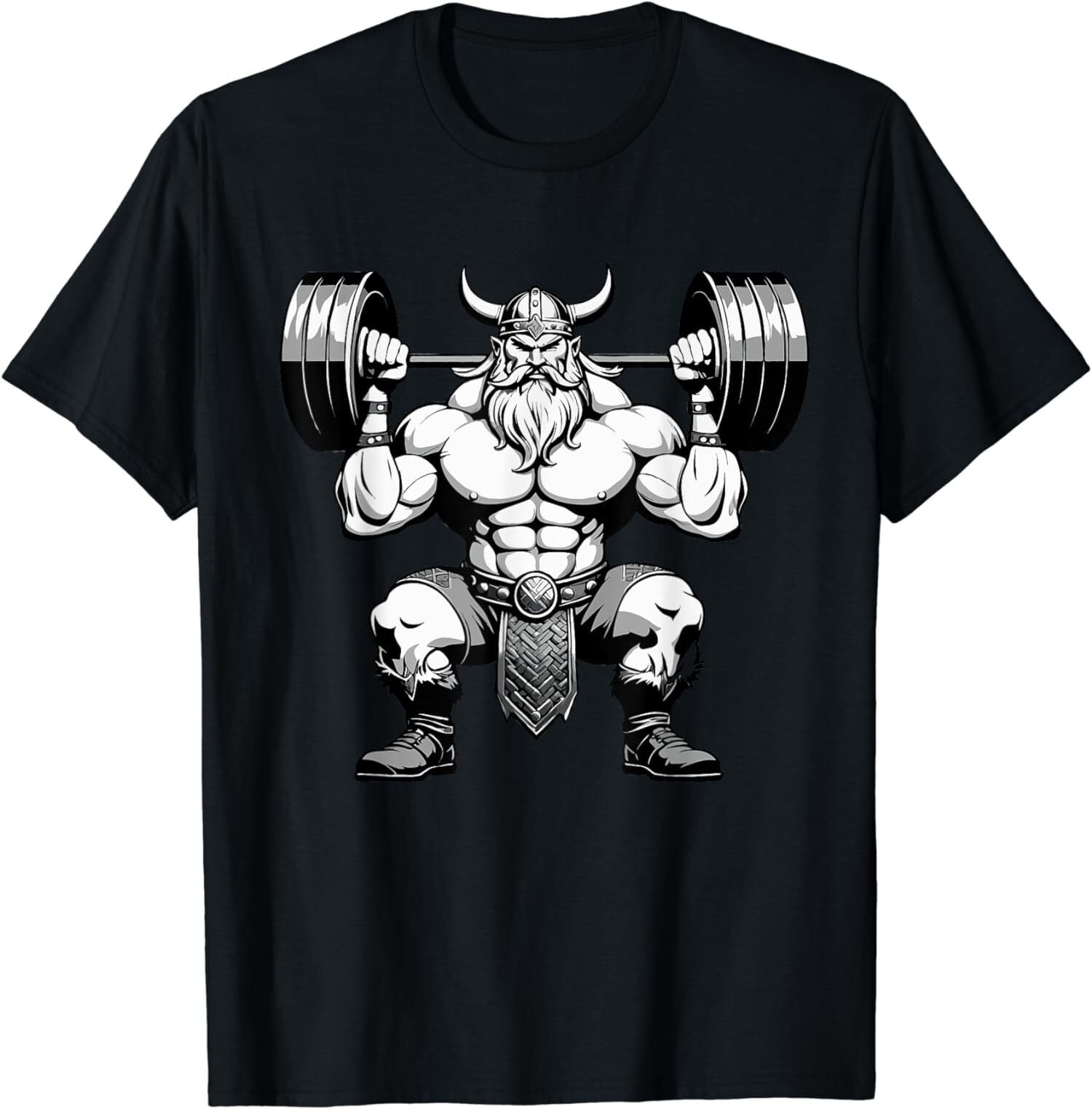 NEWFunny Nordic Warrior Gym Bodybuilder Viking Beard Axes Runes TShirt ...