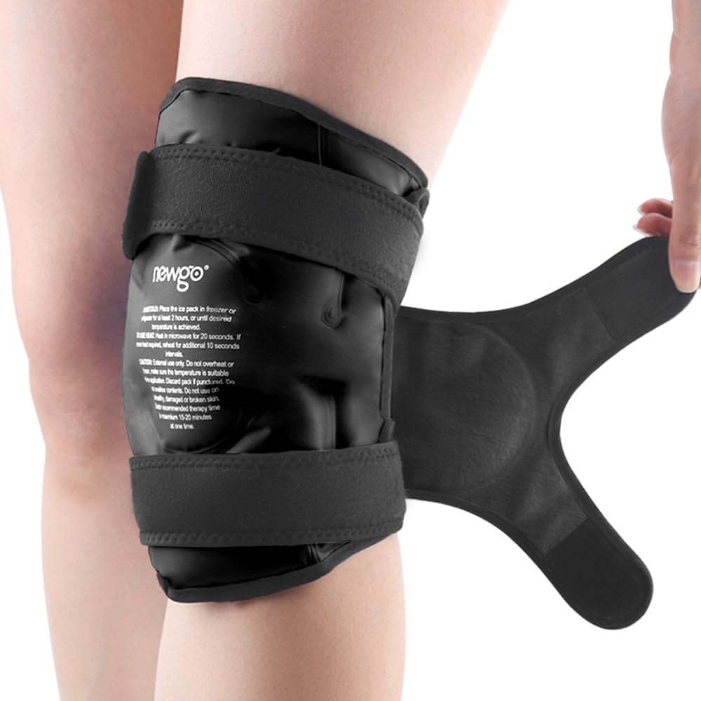 NEWGO Ice Pack for Knee, Full Coverage Wrap for Knee Injuries, Hot Cold ...