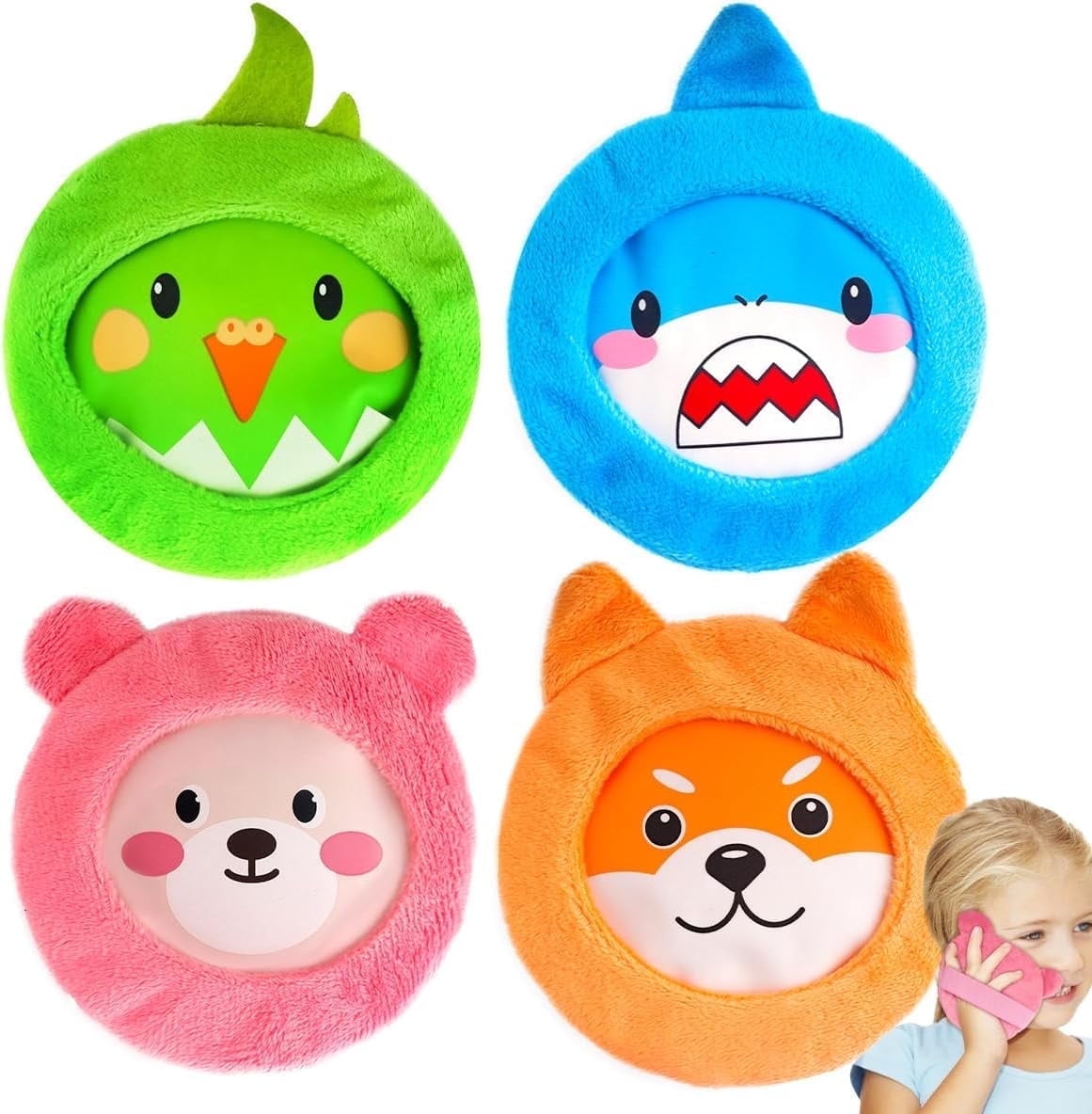 NEWGO Kids Ice Pack for Boo Boos, 4 Pack, Cute Plush Sleeves, Toddler ...