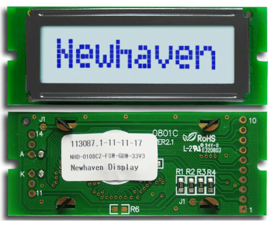 NEWHAVEN DISPLAY NHD-0108CZ-FSW-GBW-33V3, LCD Character Display Modules & Accessories STN-GRAY ...