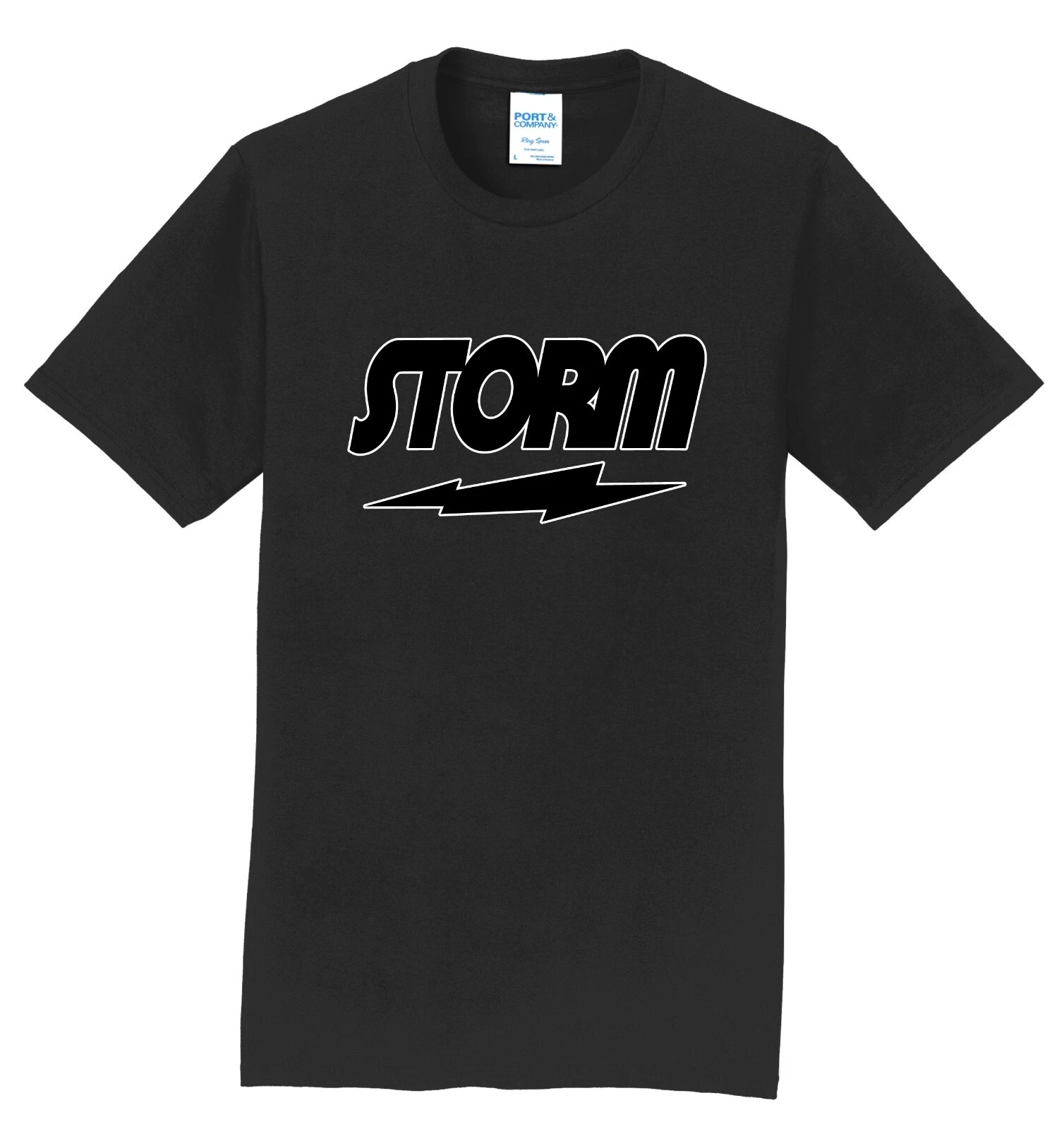 NEWI AM Bowlingâ„¢ Black Storm Logo With White Outline Black Graphic T ...