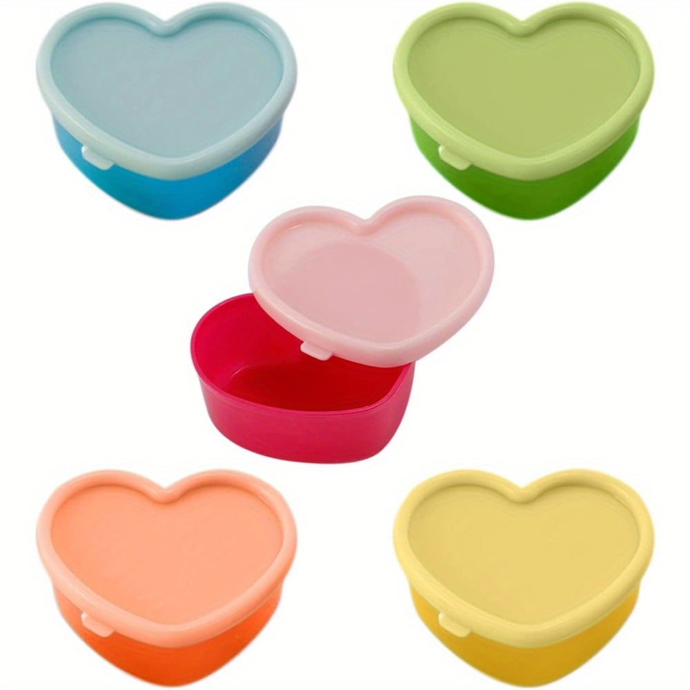NEWKBO Heart Shaped Plastic Containers - Set of 5 Leak Proof Flip Top ...