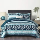 NEWLAKE Boho Chic Cotton Queen Quilt Sets, 3-pc Reversible Patchwork ...