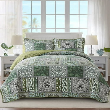 NEWLAKE King-size Cotton Bedspread, Boho Chic Patchwork Quilt Sets with ...