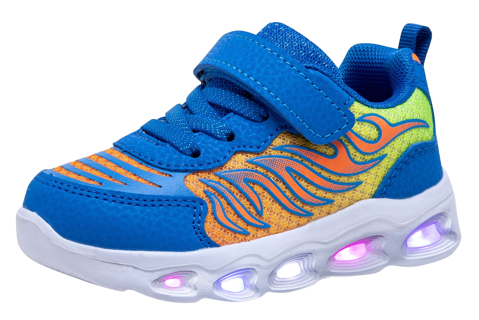 NEWMALL Girls LED Light Up Sneakers Kids Low Top Shoe(7 Toddler,Blue ...