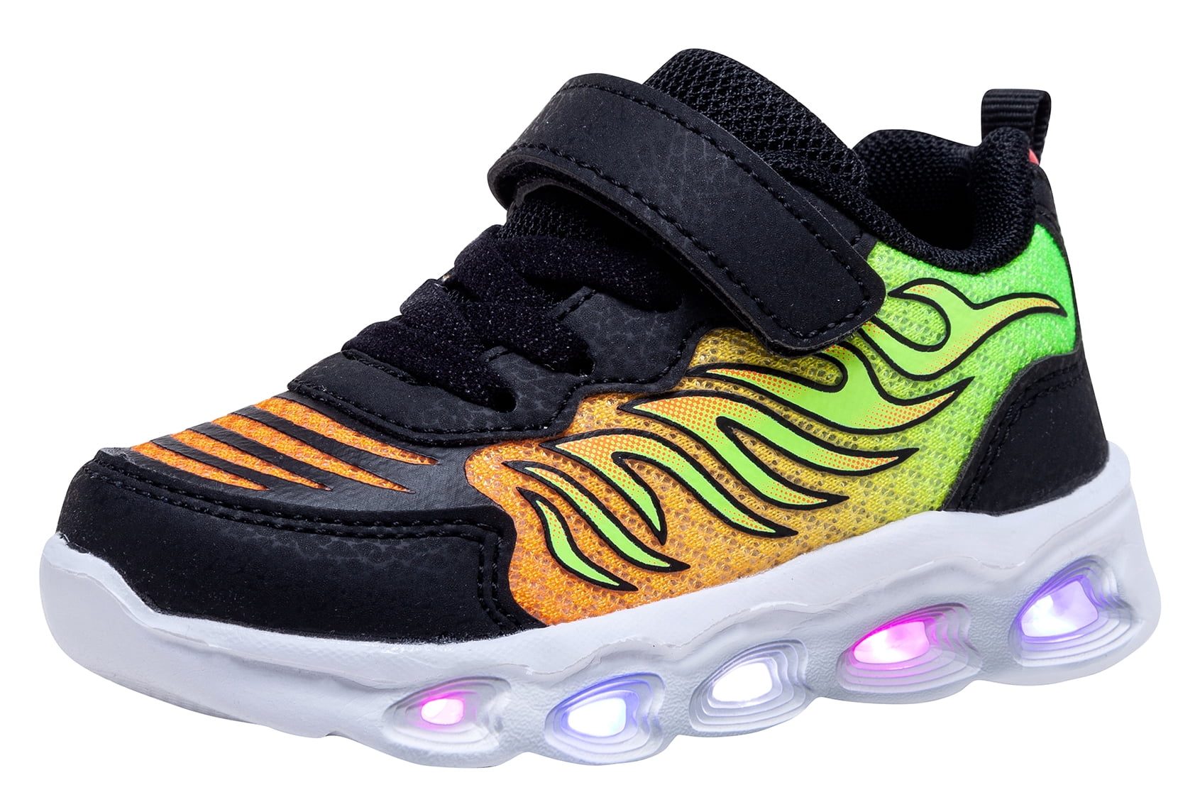 NEWMALL Girls LED Light Up Sneakers Kids Low Top Shoe (9 Toddler,Black ...