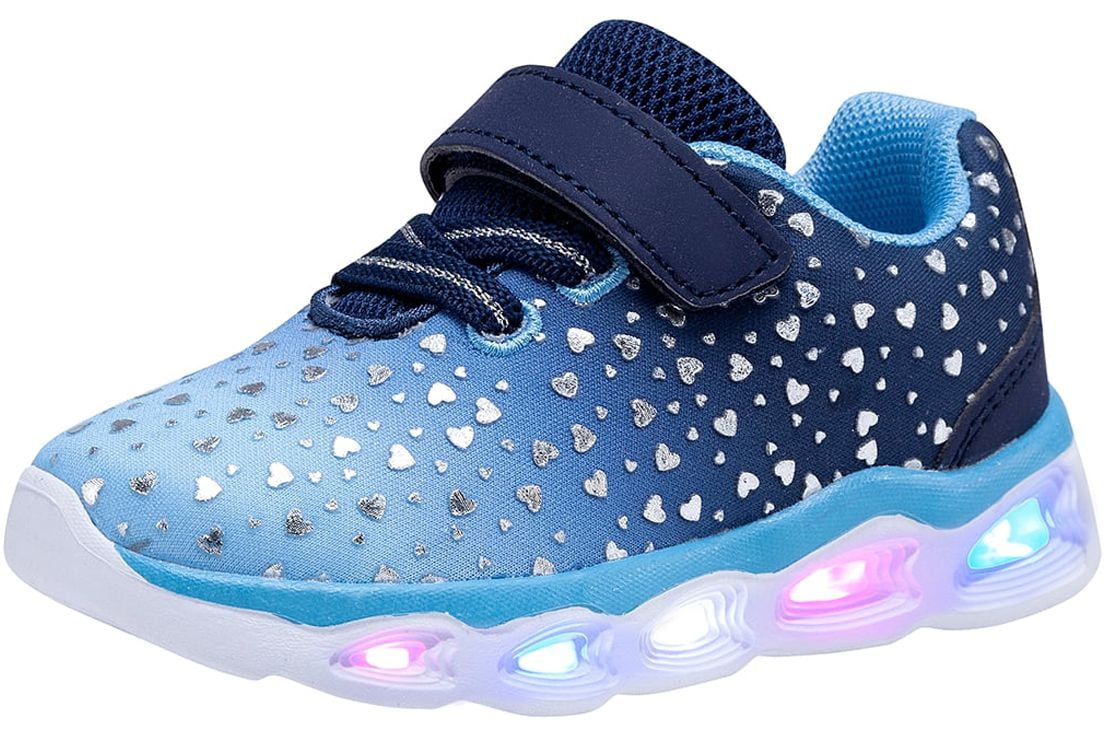 NEWMALL Girls Led Shoes Flashing Light Up Sneakers (11 Little Kid,Blue ...