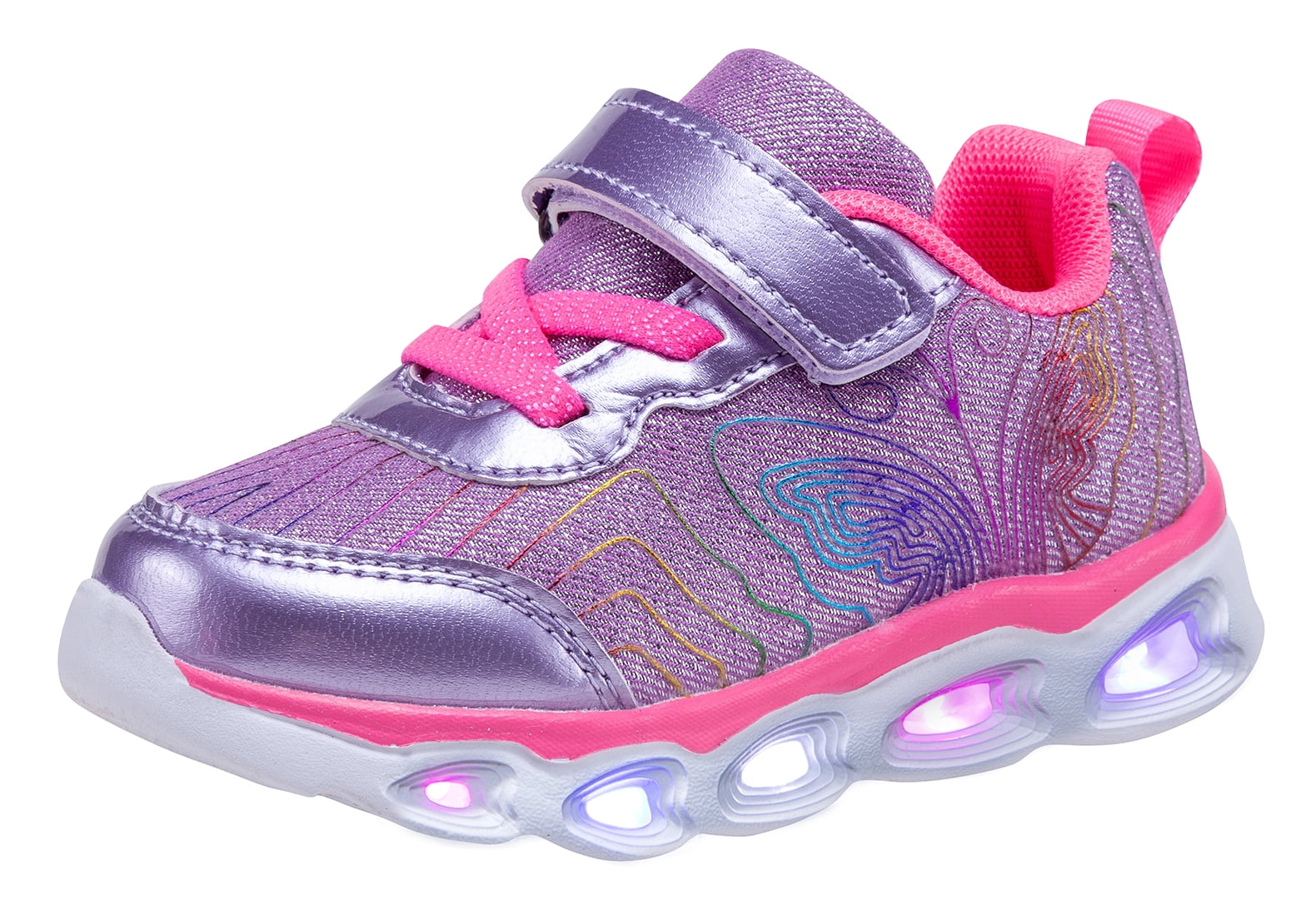 NEWMALL Girls Led Shoes Flashing Light Up Sneakers (11 Toddler,Purple ...