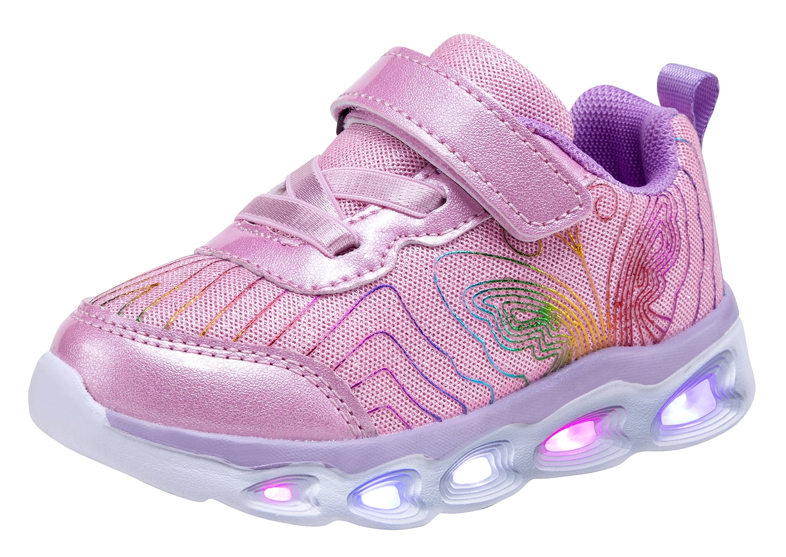 NEWMALL Girls Led Shoes Flashing Light Up Sneakers (12 Little Kid,Pink ...