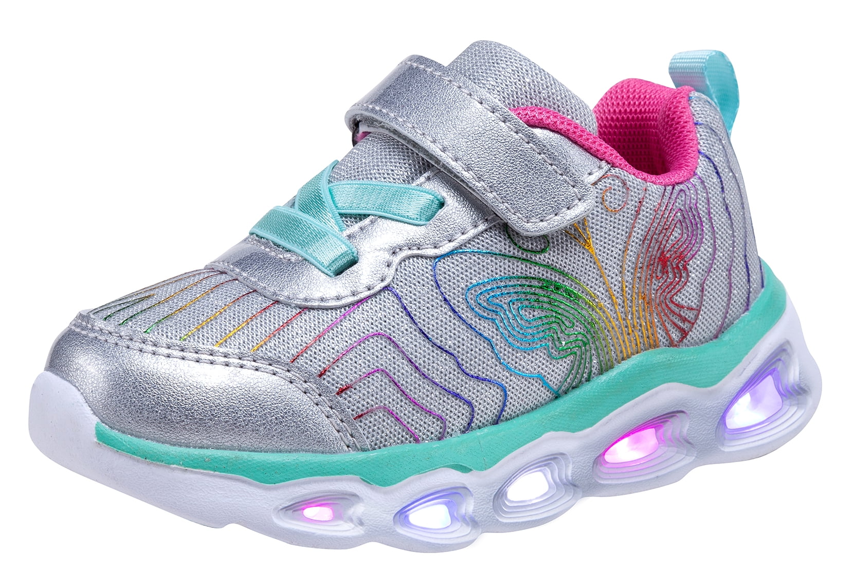 NEWMALL Girls Led Shoes Flashing Light Up Sneakers (13 Little Kid,Grey ...