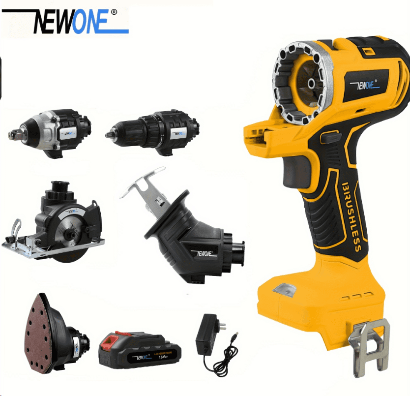 NEWONE Cordless Power Tool Combo Kit 18V 5-Tool Set Impact Wrench ...