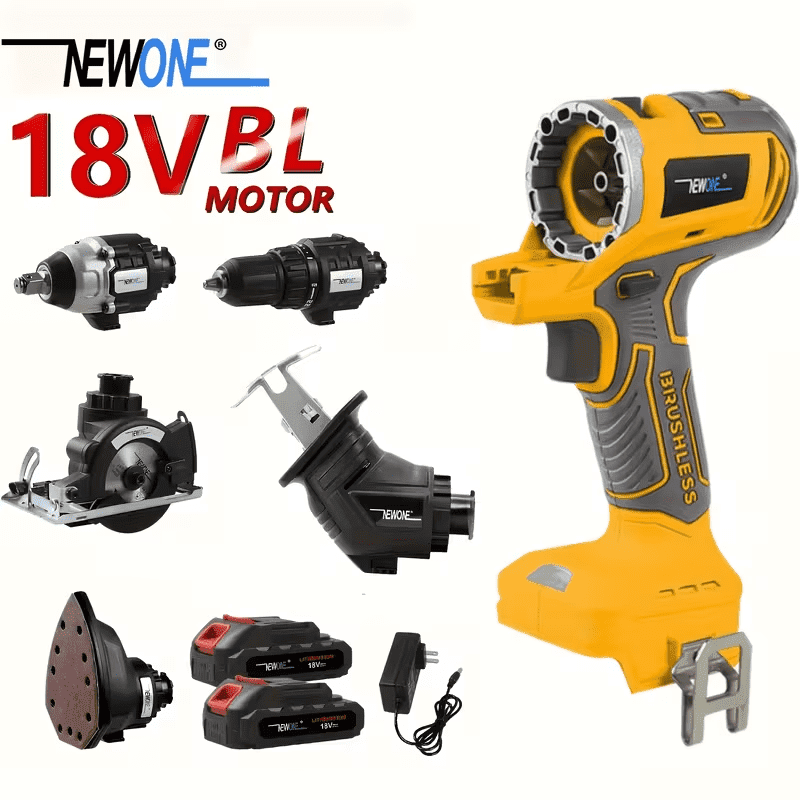 NEWONE Cordless Power Tool Combo Kit 18V 5-Tool Set Impact Wrench ...