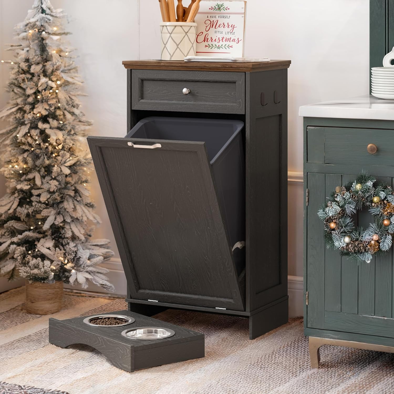 NEWOWNDSTilt Out Trash Can Cabinet 10 Gallon Hidden Trash Garbage Can ...