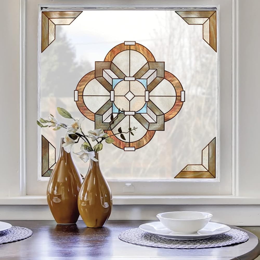 Artscape Newport Amber Accent 12" x 12" Window Film with Stained Glass ...