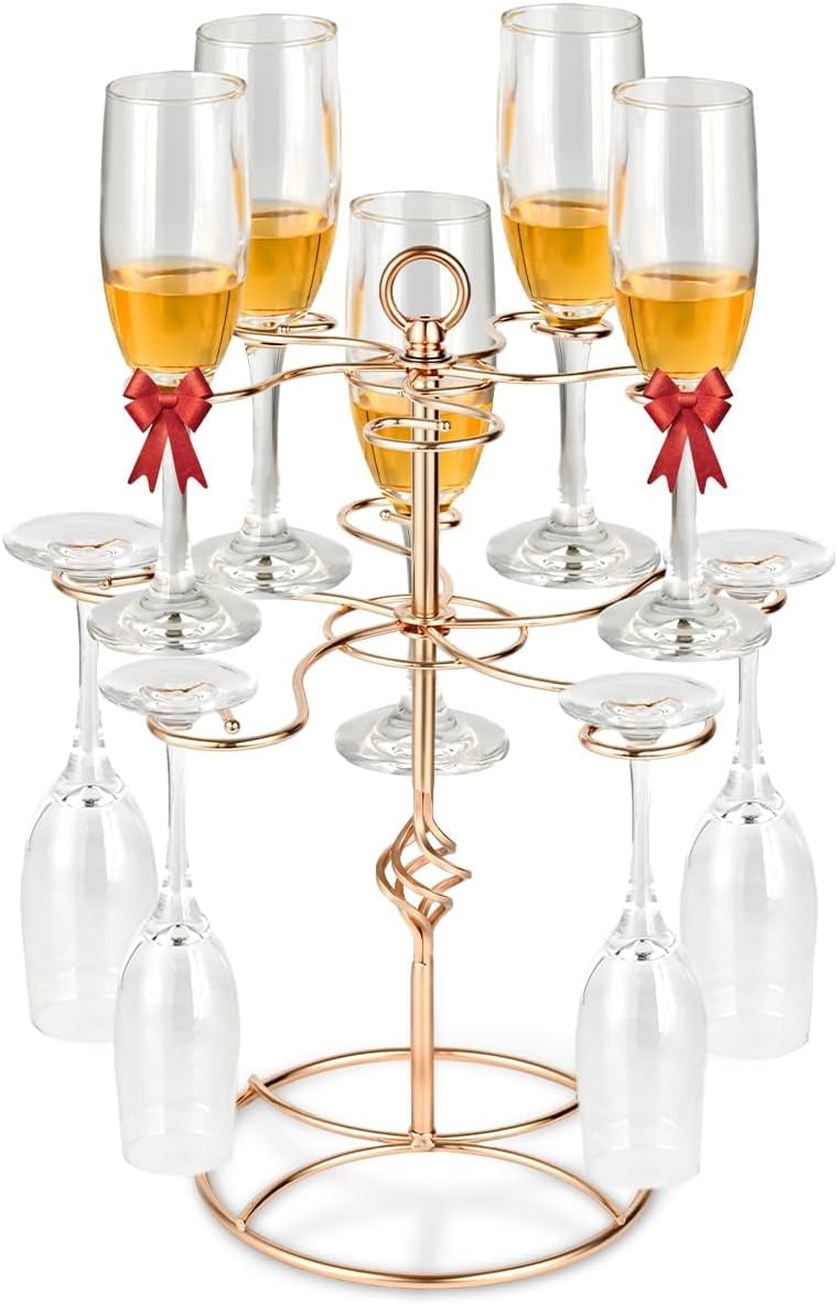 NEWRose Golden Cocktail Tree Stand, Screw-on Champagne Tree Stand for ...