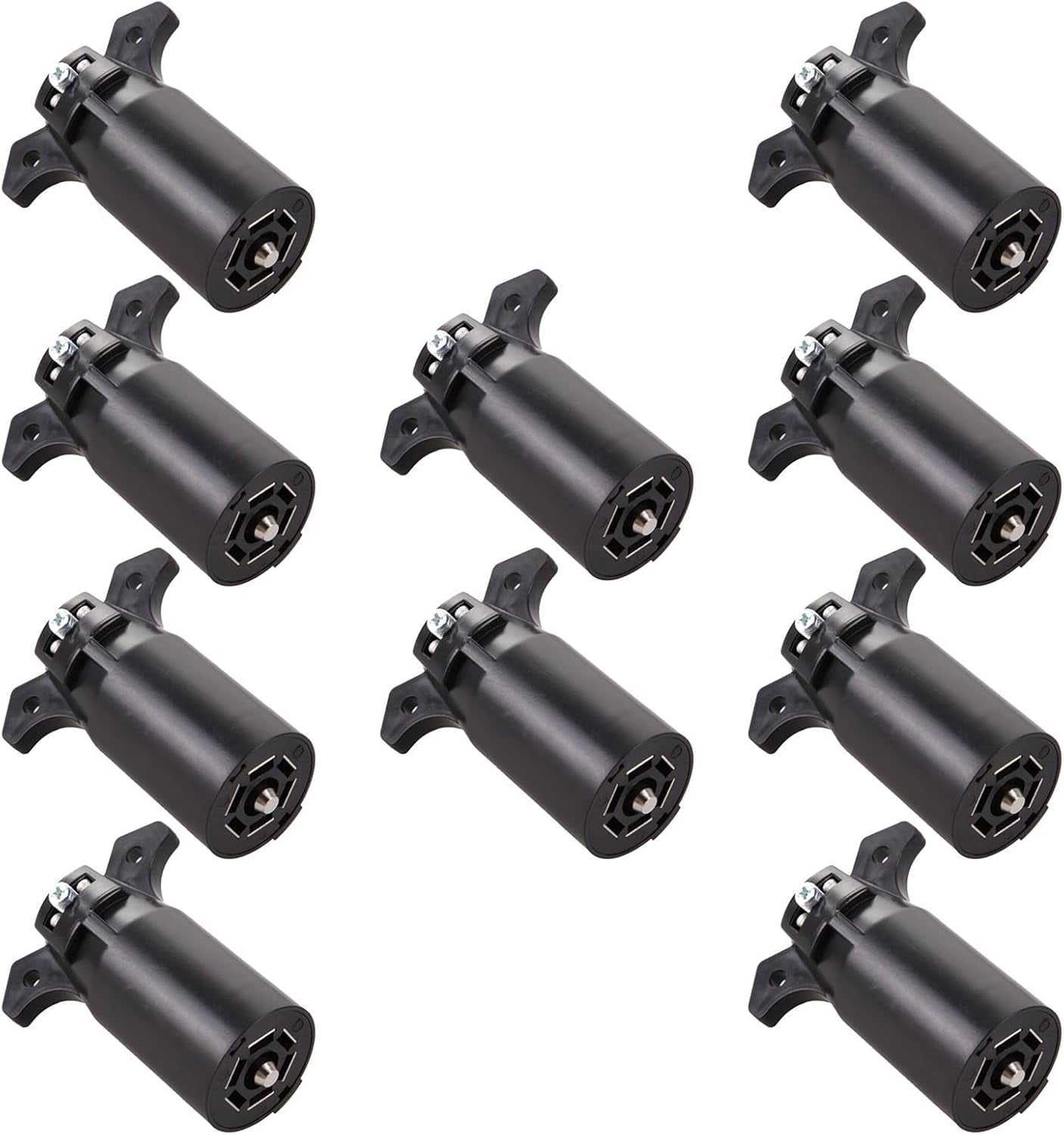 NEWSUN 10pcs 7 Pin Trailer Plug, RV-Style 7 Way Flat Blade Connector ...