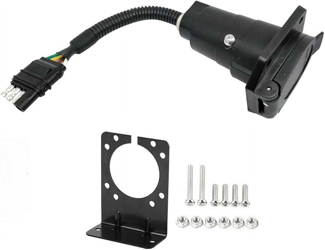 NEWSUN® 4 Way Flat to 7 Way Round Blade Trailer Adapter, Wiring Harness 4 Pin to 7 Pin ...