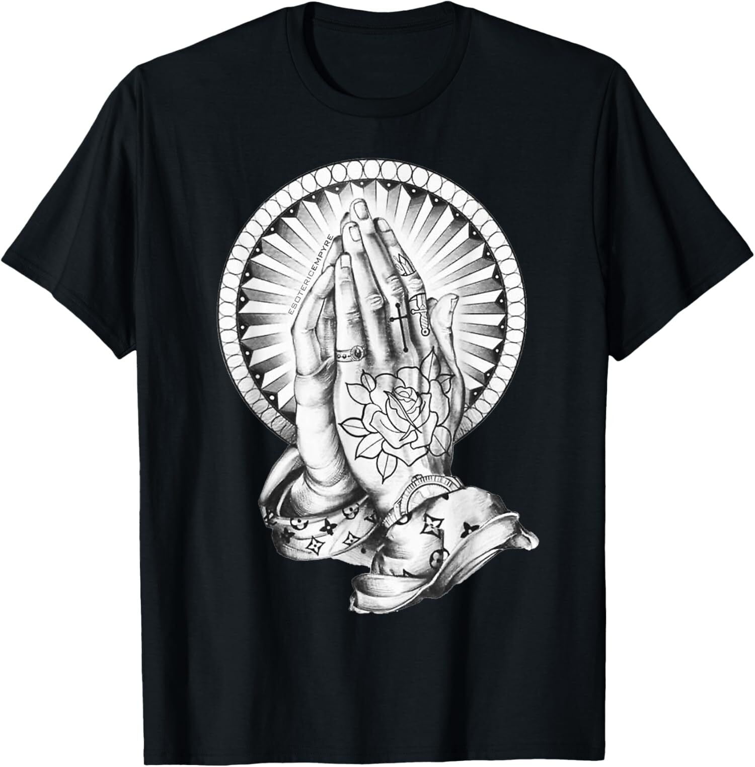 NEWTattoo Praying Hands x Praying Hands Tattoo Flash T-Shirt - Walmart.com